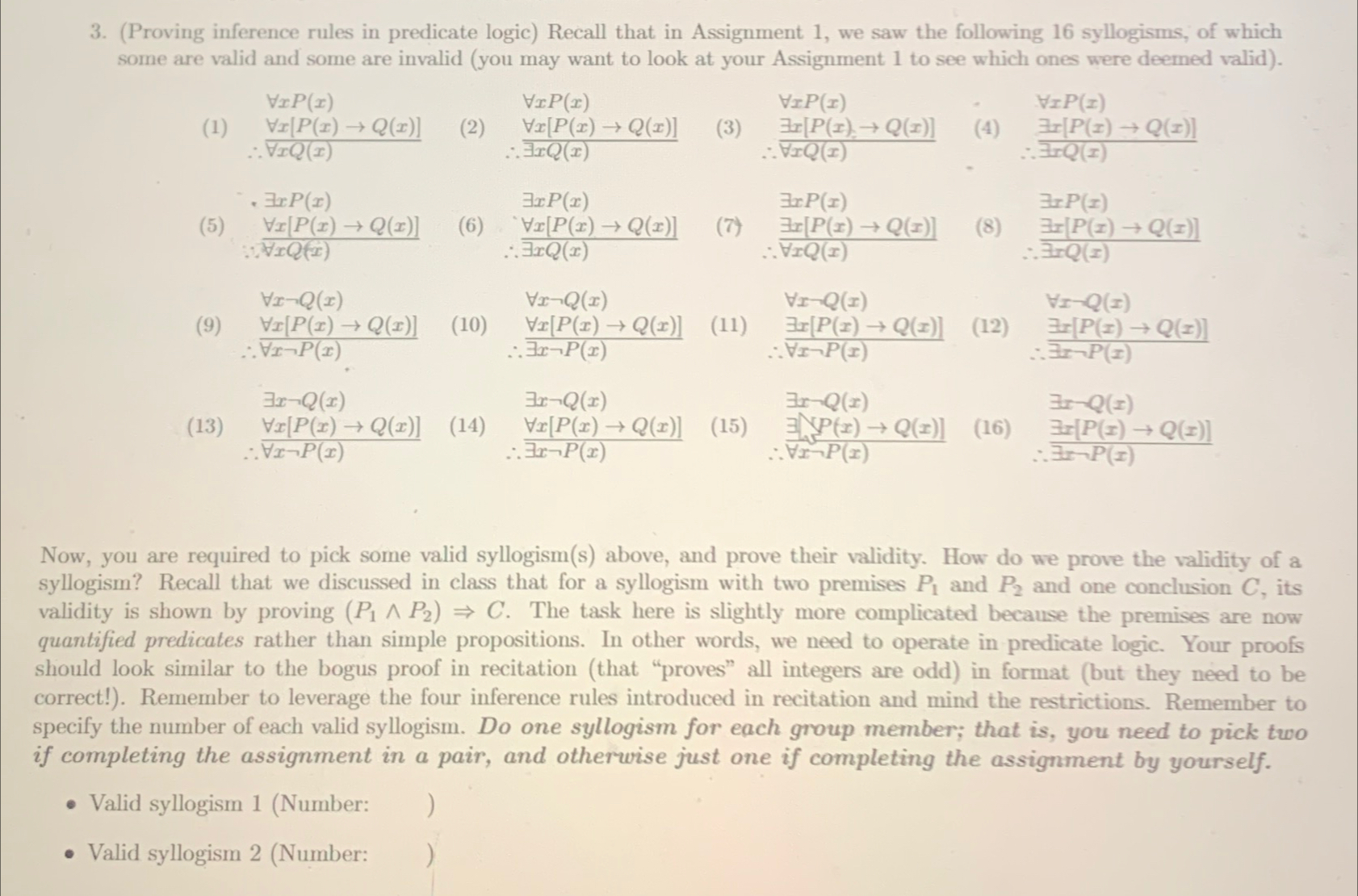Solved some are valid and some are invalid \\n(1) | Chegg.com
