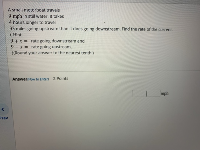 Solved A small motorboat travels 9 mph in still water. It | Chegg.com