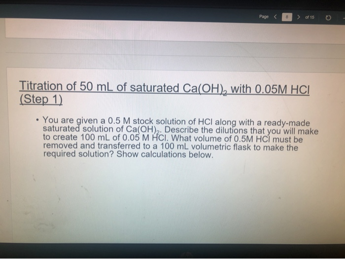 Solved Step 1: Titration of 50 mL of saturated Ca(OH)2 with | Chegg.com
