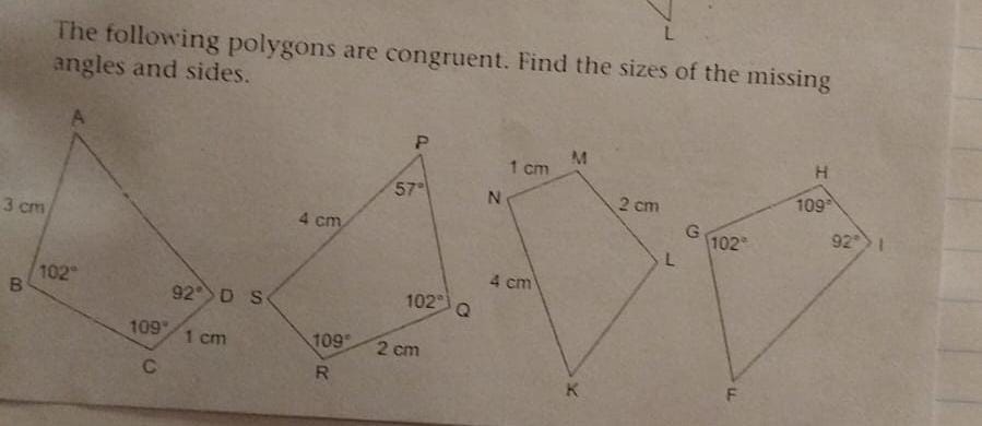 Find the missing angles and sides. The following | Chegg.com