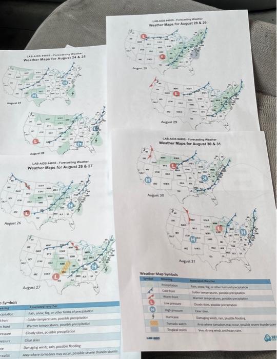 Solved 4. Examine the weather maps for each of the 8 days | Chegg.com