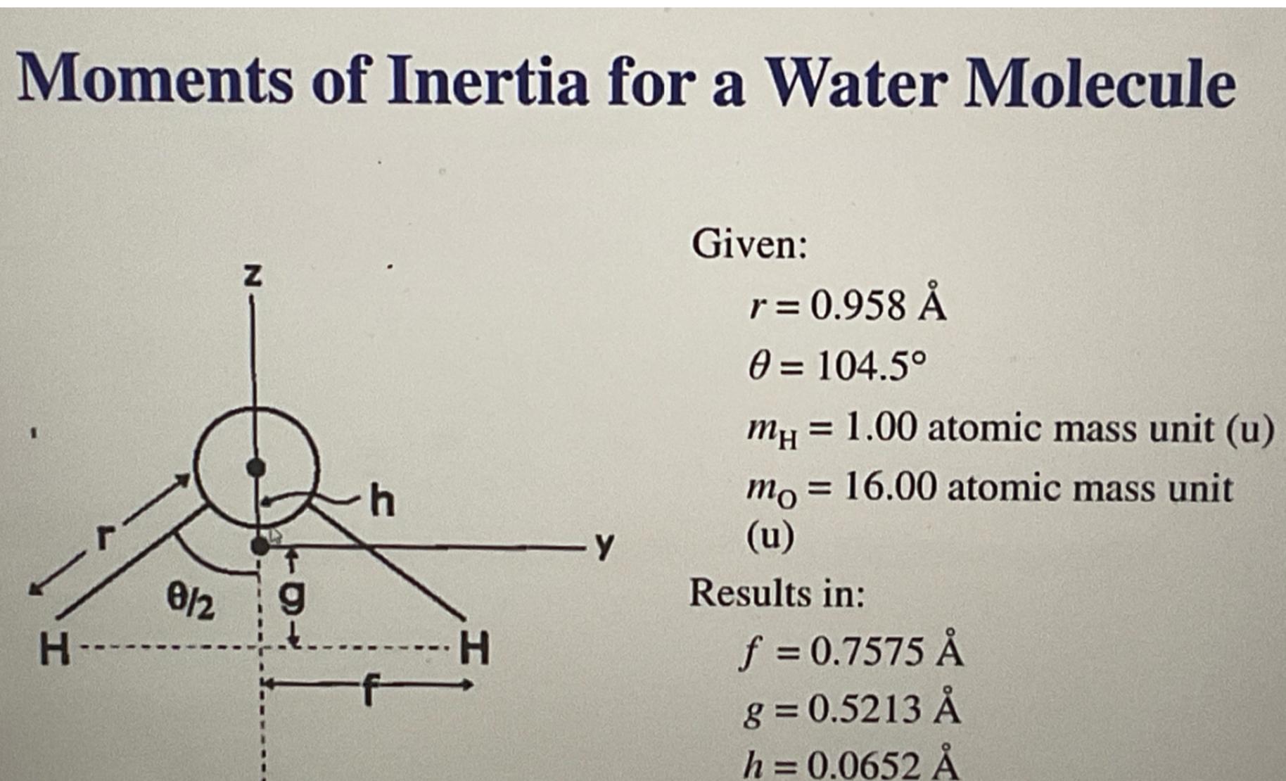Solved Calculate the Moments of Inertia for a Water Molecule | Chegg.com
