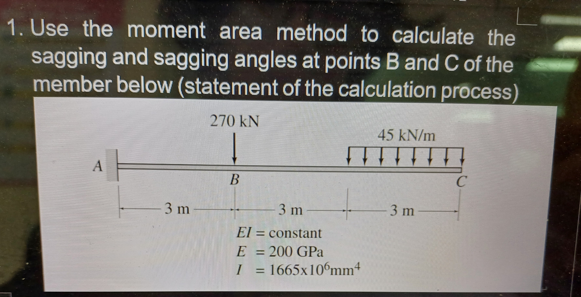 Solved Use the moment area method to calculate the sagging | Chegg.com