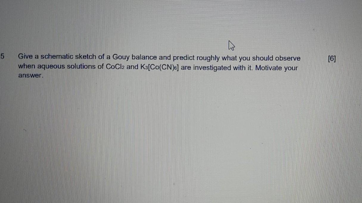 Solved Give a schematic sketch of a Gouy balance and predict | Chegg.com
