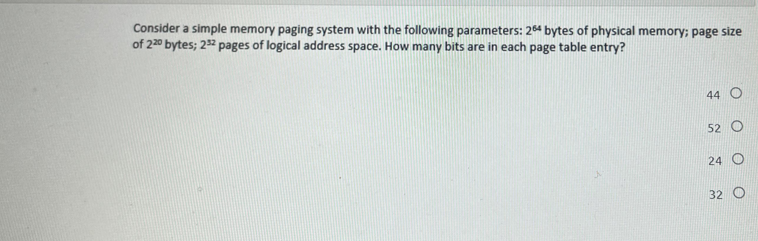 Solved Consider a simple memory paging system with the | Chegg.com