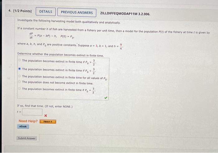 Solved Investigate the following harvesting model both | Chegg.com