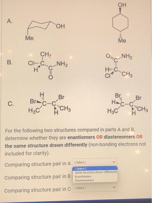 Solved A. B. C. For the following two structures compared in | Chegg.com