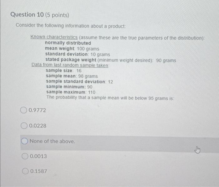 Solved Question 10 (5 points) consider the following | Chegg.com