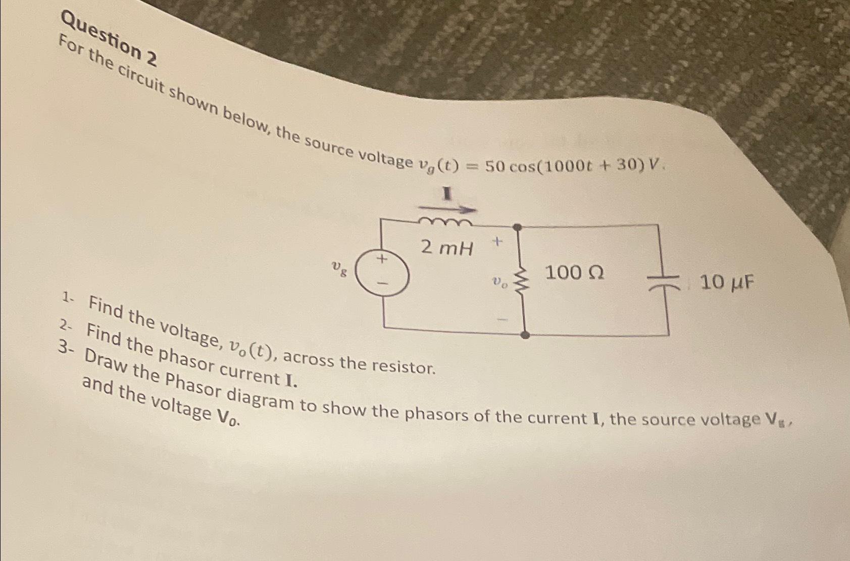 Solved Find the voltage, v0(t), ﻿across the resistor.Find | Chegg.com