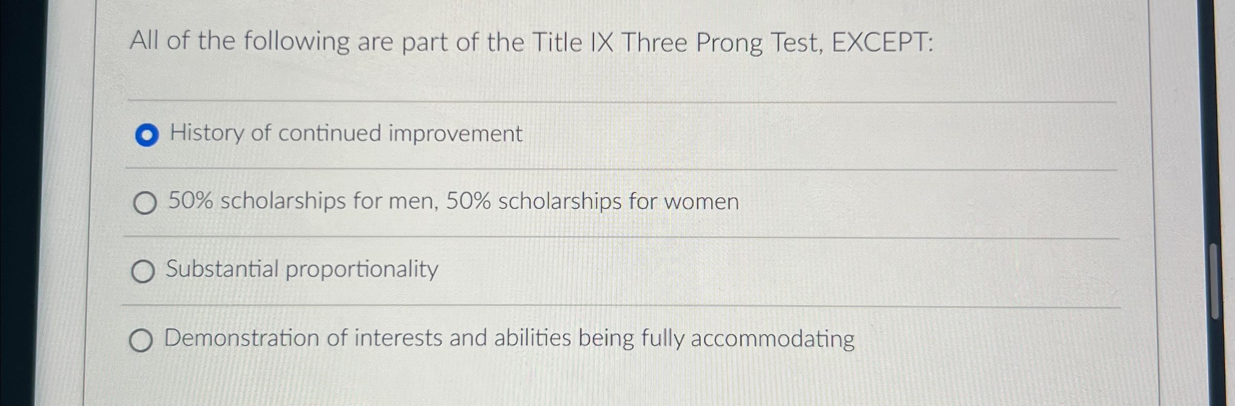 Solved All of the following are part of the Title IX Three | Chegg.com