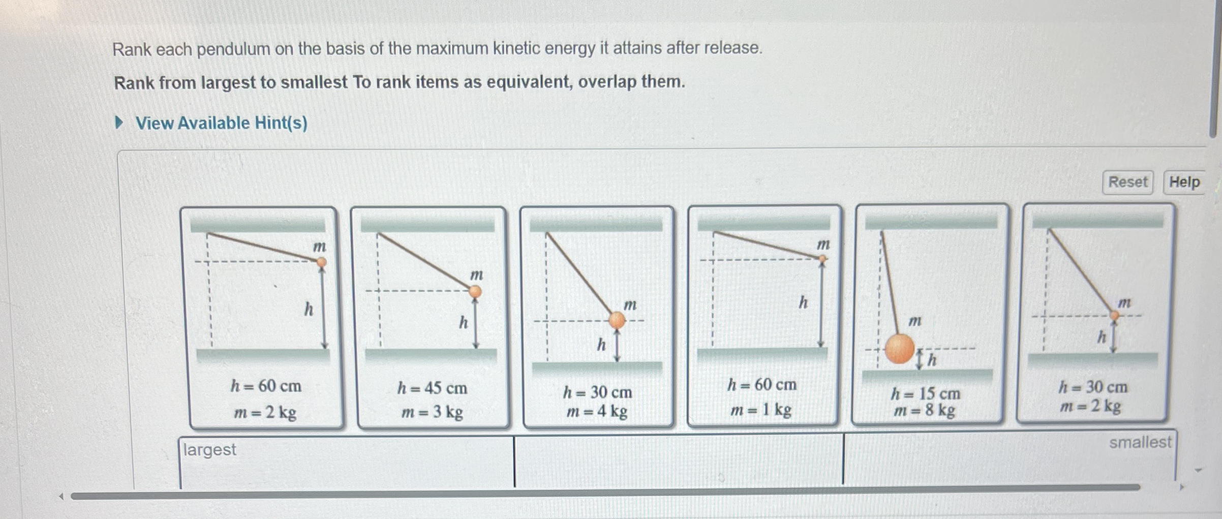 Solved Rank each pendulum on the basis of the maximum | Chegg.com