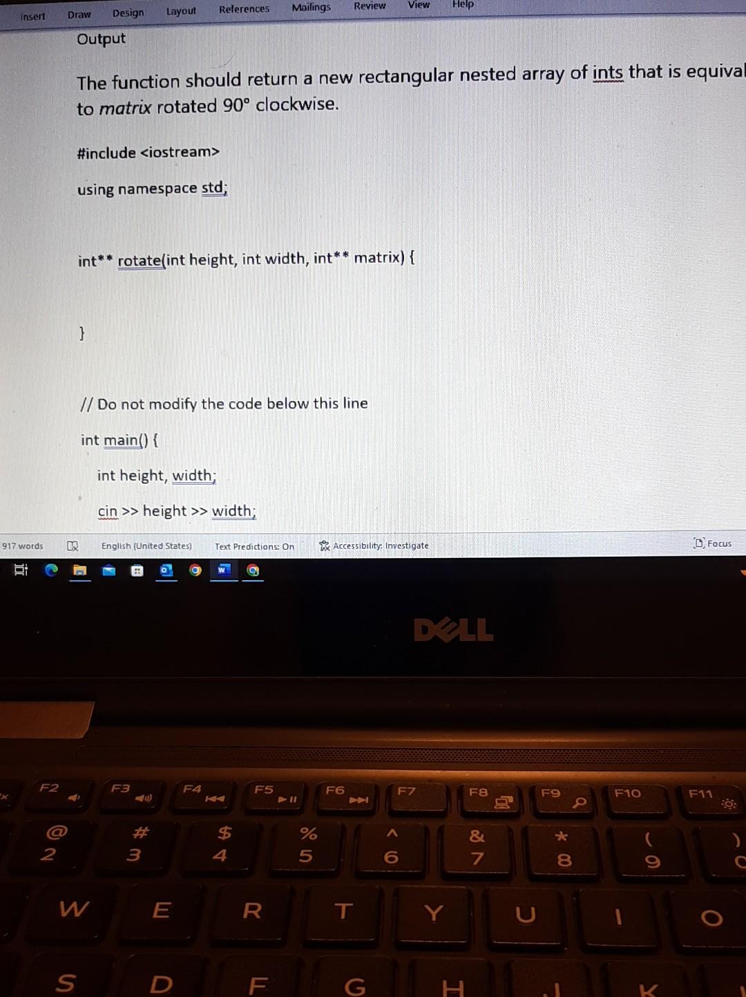 Solved Problem Write the function int* rotate(int height, | Chegg.com