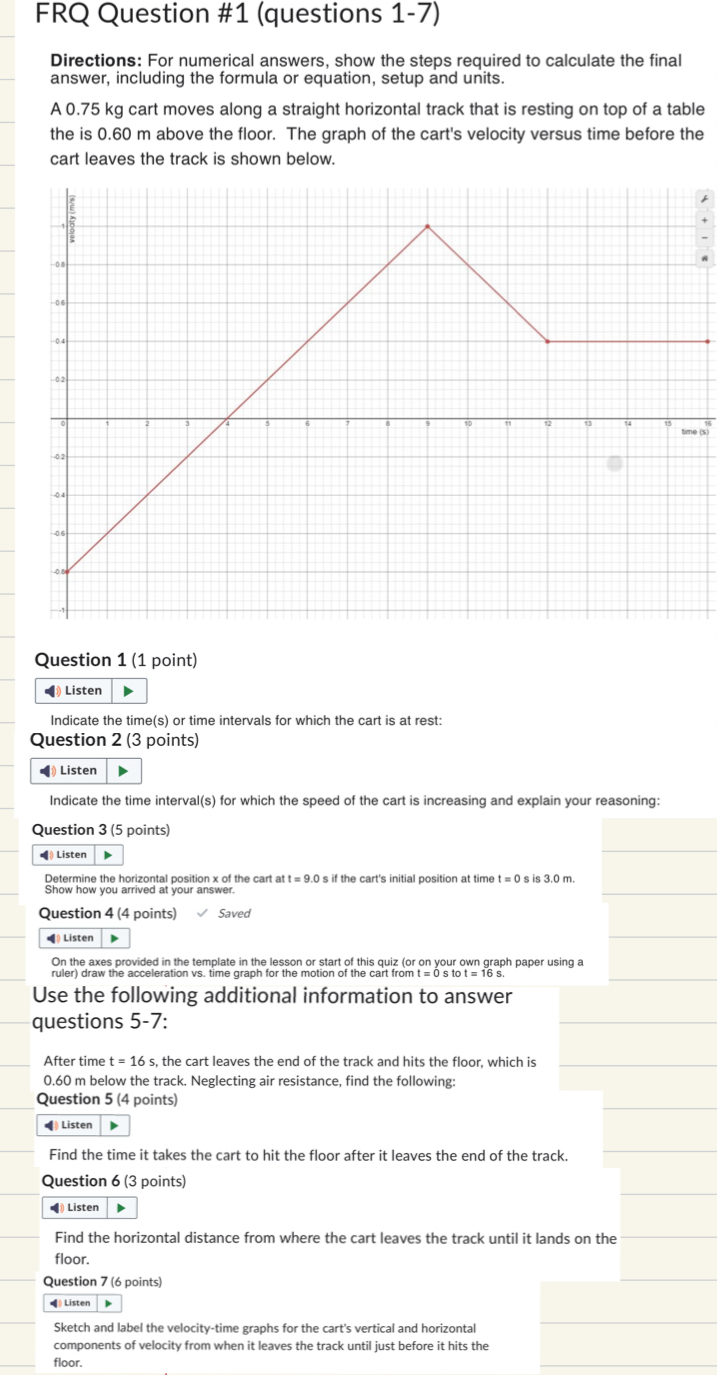 FRQ Question #1 (questions 1-7)Directions: For | Chegg.com