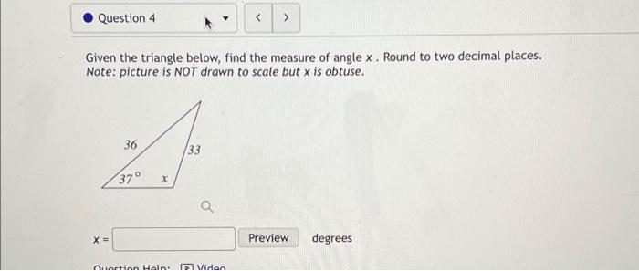 Solved Given the triangle below, find the measure of angle | Chegg.com
