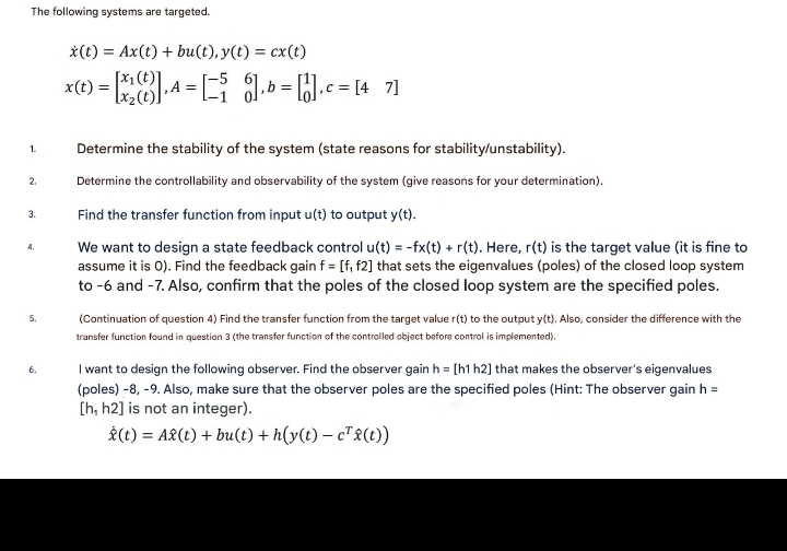 Solved The following systems are | Chegg.com