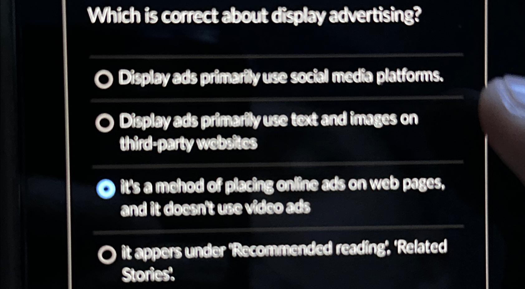 Solved Which is correct about display advertising?Display | Chegg.com