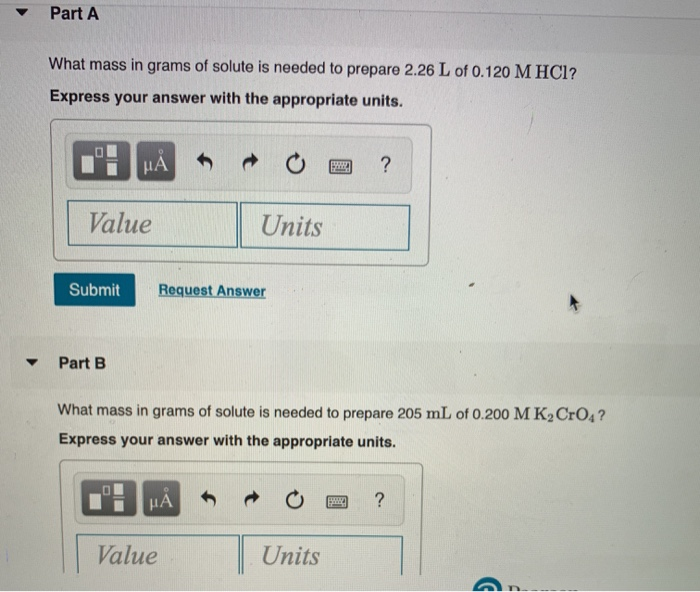 Solved Part A What mass in grams of solute is needed to | Chegg.com