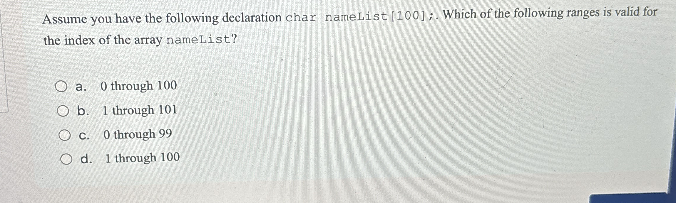 Solved Assume you have the following declaration char | Chegg.com