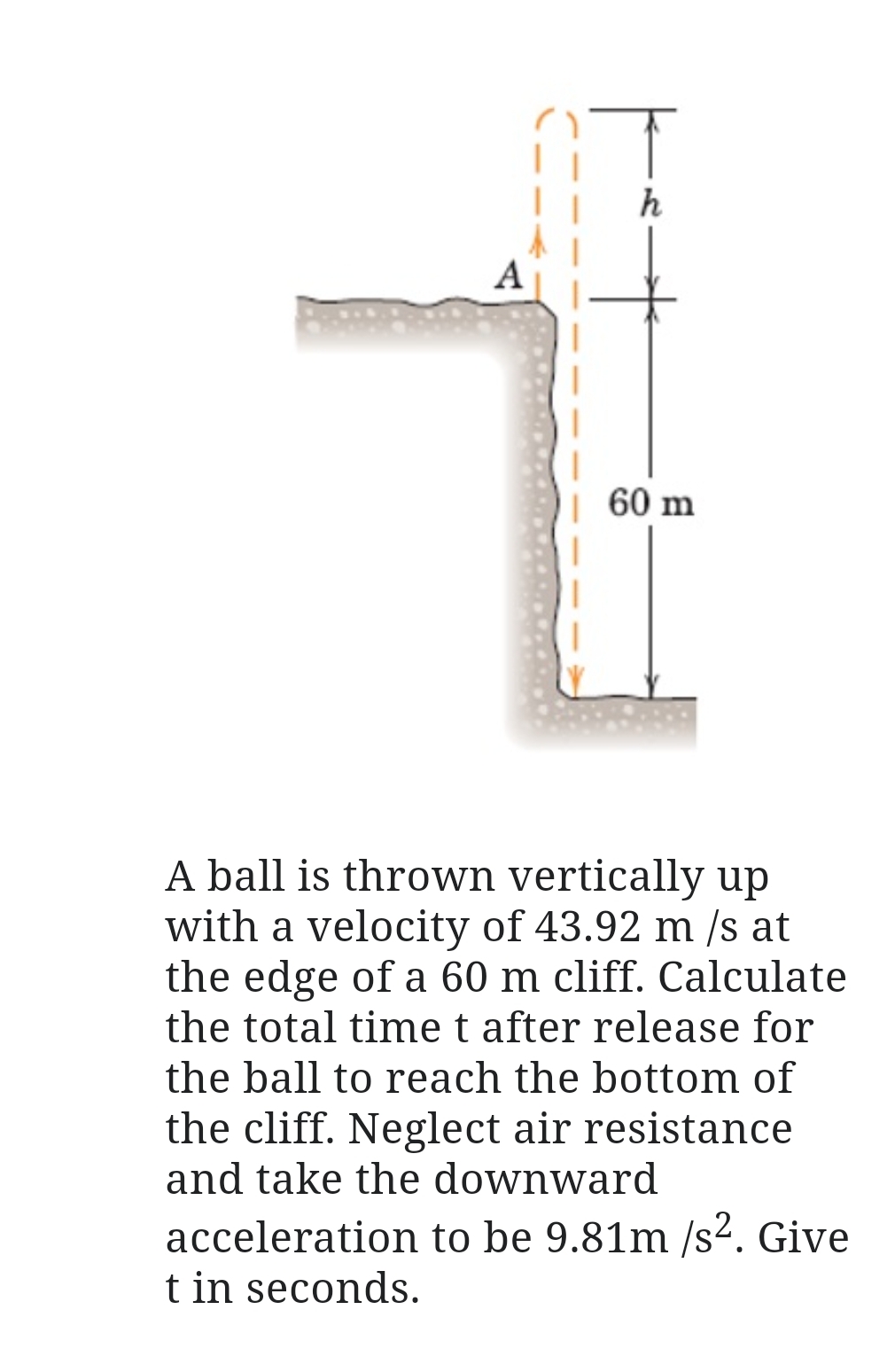 Solved A ball is thrown vertically up with a velocity of | Chegg.com