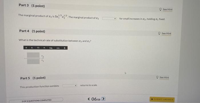 Solved 1st attempt Part 1 (1 point) Write an exprestion tor | Chegg.com
