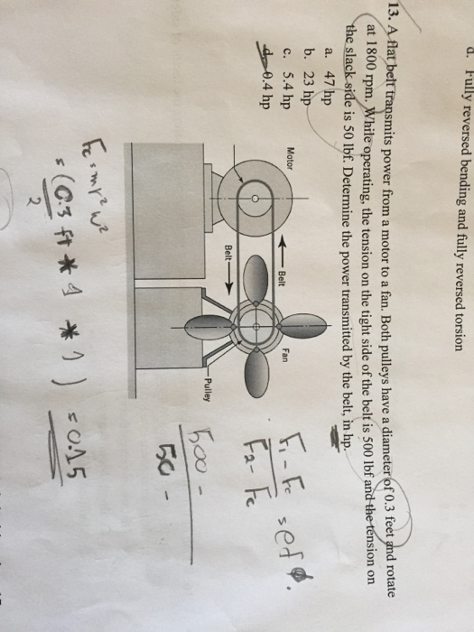 Solved d. Fully reversed bending and fully reversed torsion | Chegg.com