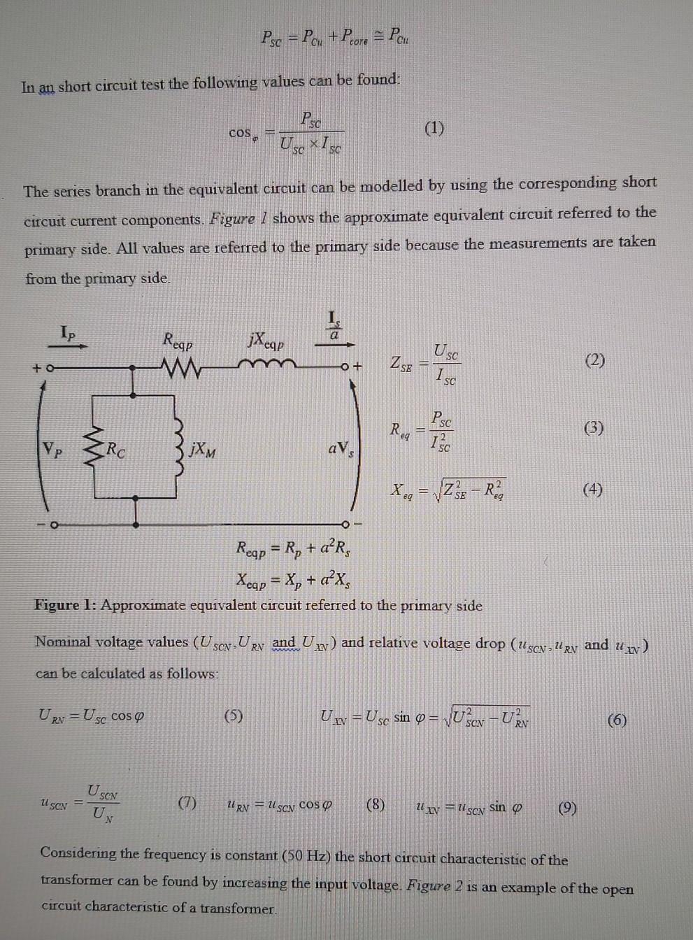 Solved Experiment - Short – Circuit Test of a Single Phase | Chegg.com