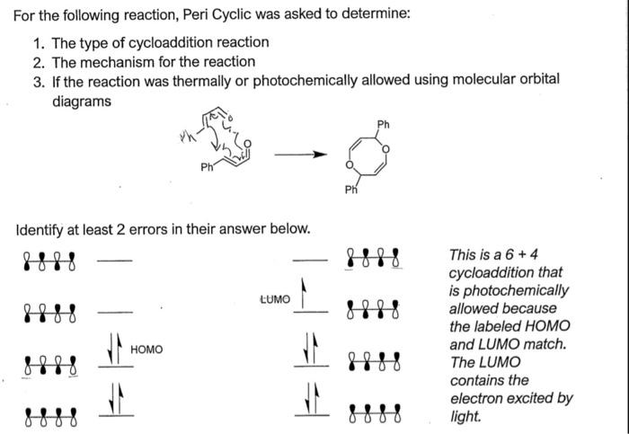 Solved For the following reaction, Peri Cyclic was asked to | Chegg.com