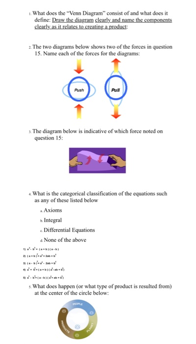 Solved 1. What does the "Venn Diagram" consist of and what | Chegg.com