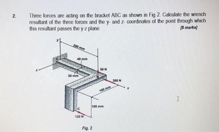 Solved 2 2. Three forces are acting on the bracket ABC as | Chegg.com