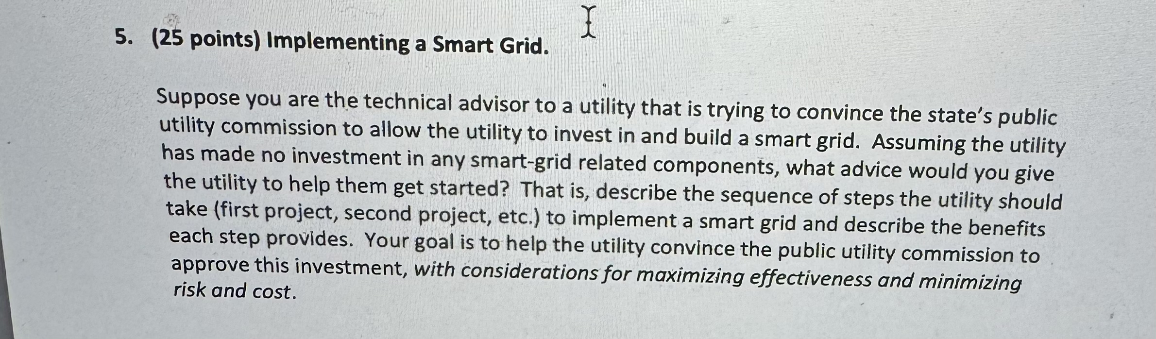 Solved (25 ﻿points) ﻿Implementing a Smart Grid.Suppose you | Chegg.com