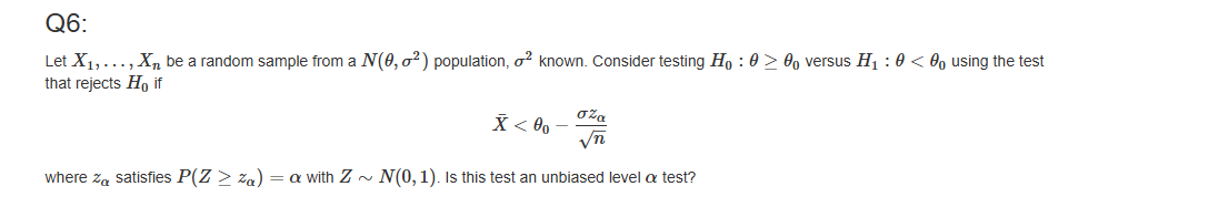 Solved Q6:Let x1,dots,xn be ﻿a random sample from a N(θ,σ2) | Chegg.com