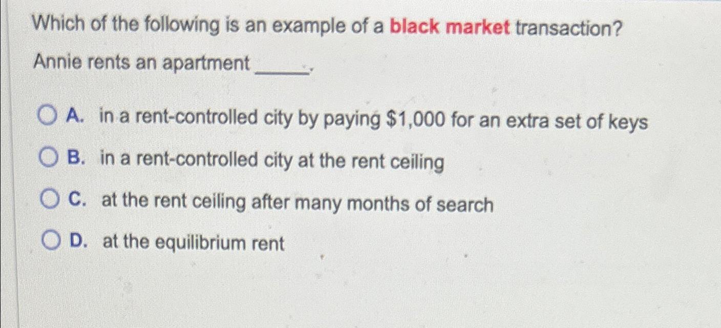 Solved Which of the following is an example of a black | Chegg.com