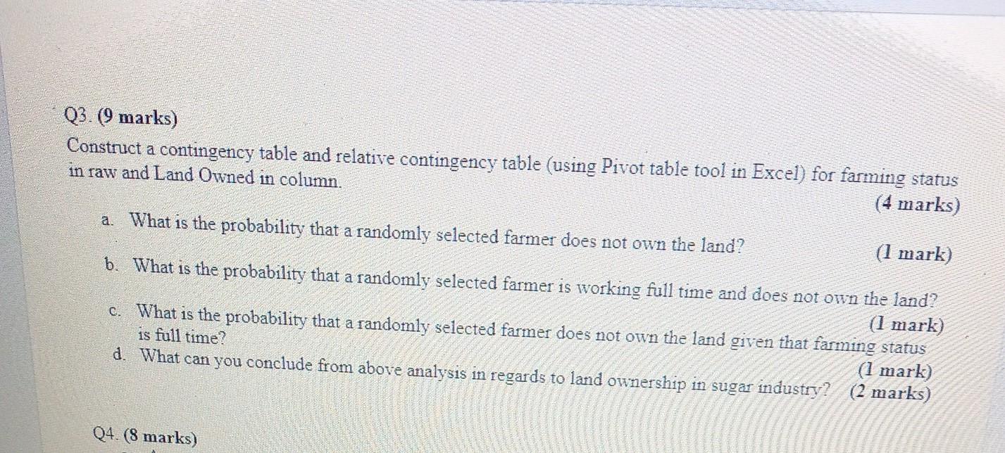 Solved Q3. (9 marks) Construct a contingency table and | Chegg.com Solved Q3. (9 marks) Construct a contingency table and | Chegg.com