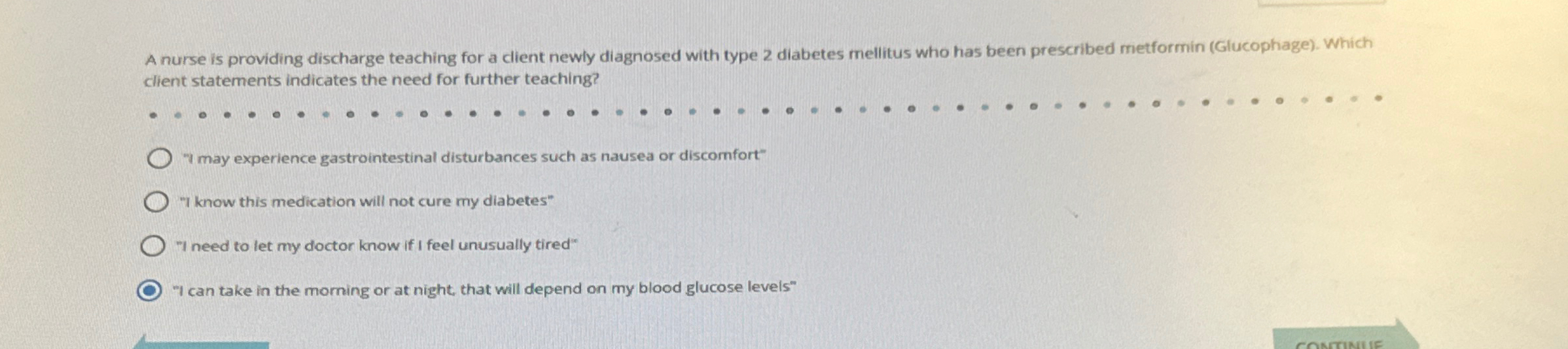 Solved A nurse is providing discharge teaching for a dient | Chegg.com