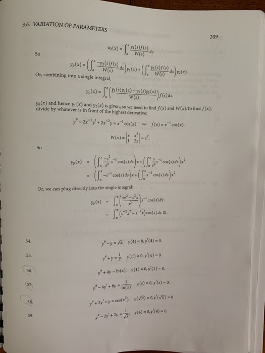 Solved Yn = C1x + C2xIn(x) D) Use variation of parameters to | Chegg.com