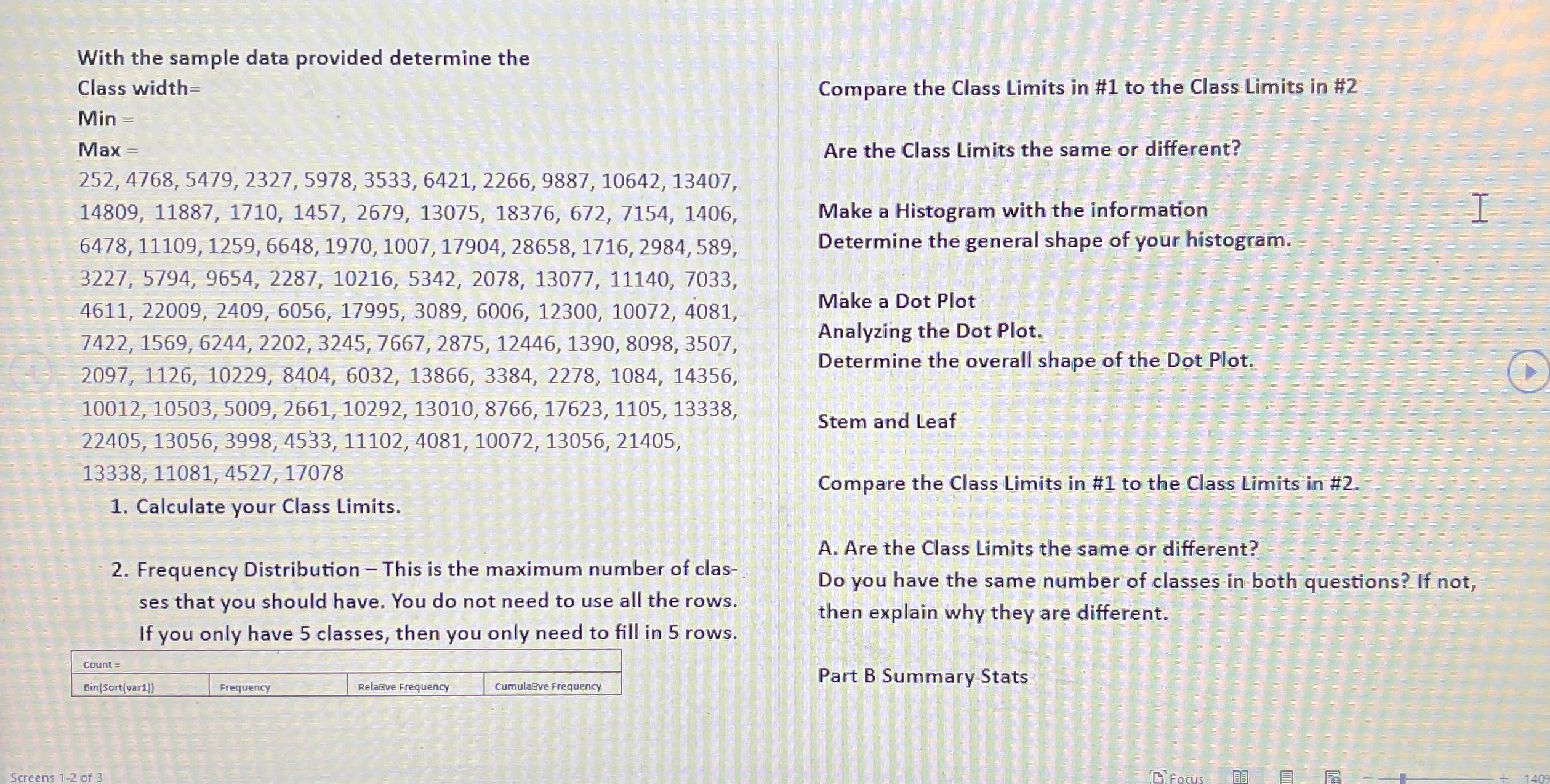 Solved With the sample data provided determine theClass | Chegg.com