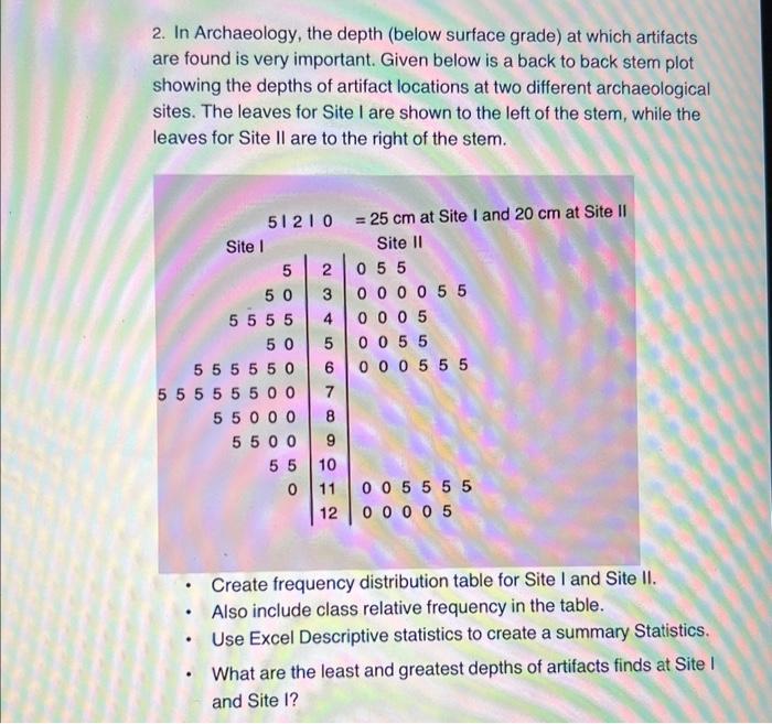 Solved 2. In Archaeology, the depth (below surface grade) at | Chegg.com