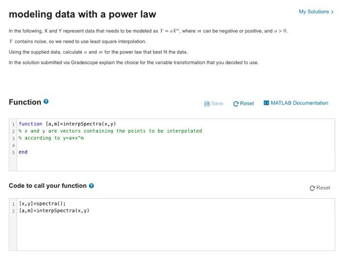 Solved modeling data with a power law In the following, X | Chegg.com