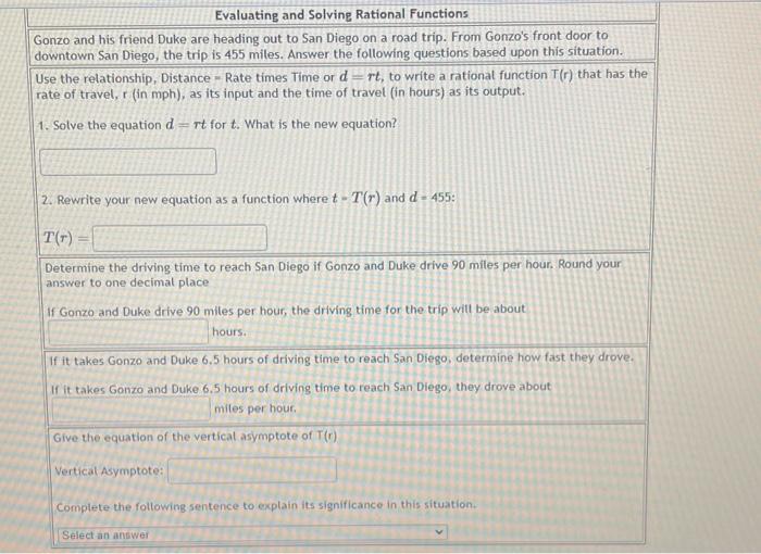 Solved Evaluating And Solving Rational Functions Gonzo And