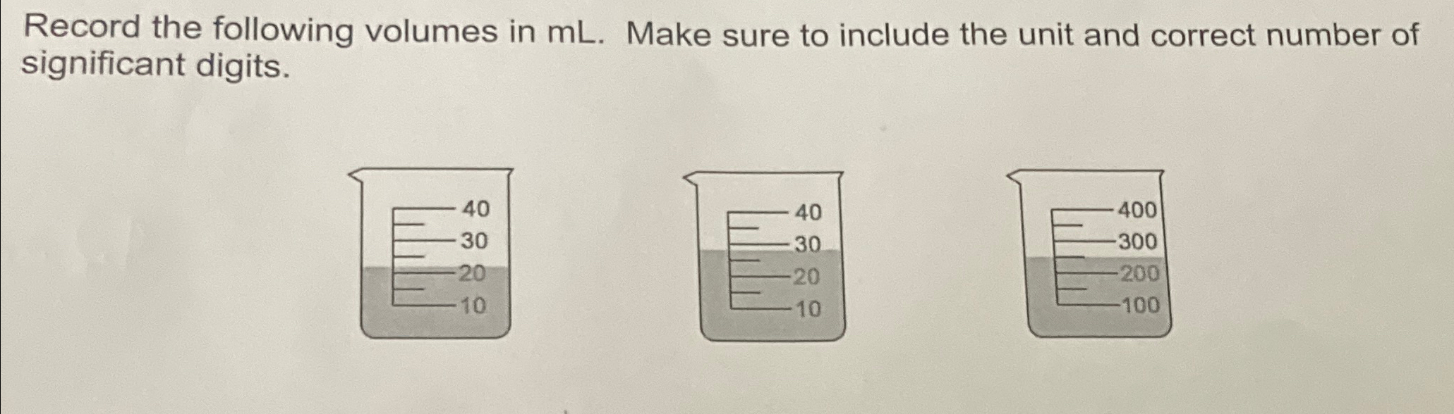 Solved Record the following volumes in mL. ﻿Make sure to | Chegg.com