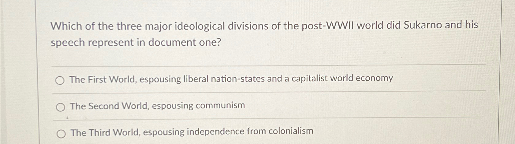 Solved Which of the three major ideological divisions of the | Chegg.com