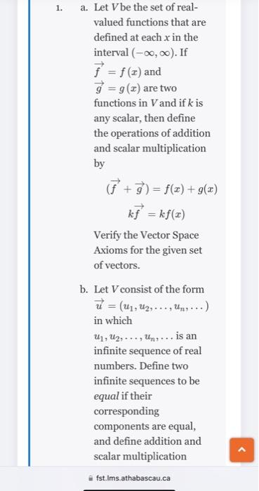 Solved a. Let V be the set of realvalued functions that are | Chegg.com