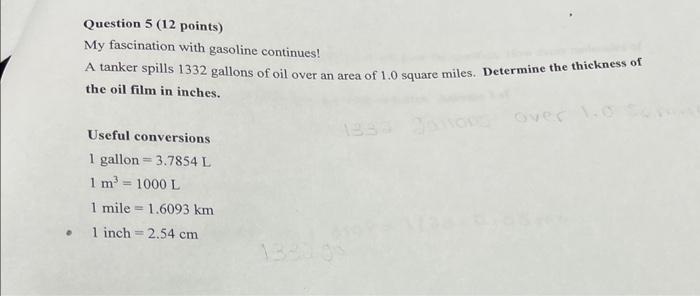 Solved Question 5 (12 points) My fascination with gasoline | Chegg.com Solved Question 5 (12 points) My fascination with gasoline | Chegg.com