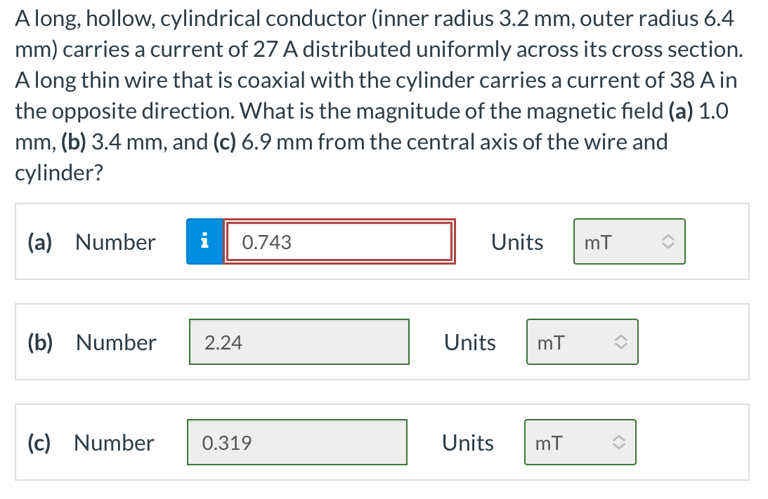 Solved A long, hollow, cylindrical conductor (inner radius | Chegg.com