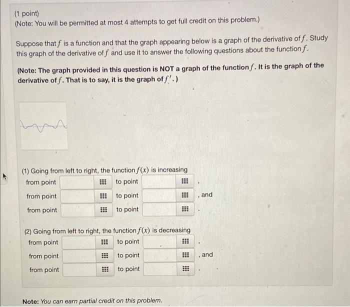 Solved (1 point) (Note: You will be permitted at most 4 | Chegg.com