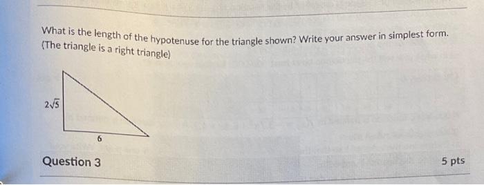 Solved What is the length of the hypotenuse for the triangle | Chegg.com