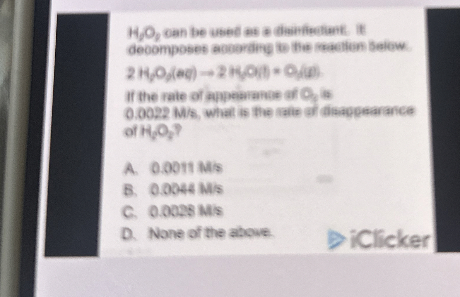 Solved A4O2 ﻿oan lye used as a disinftumitht. :tdeoomposes | Chegg.com