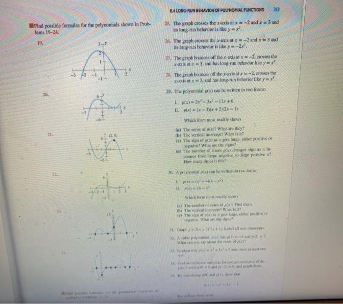 Solved 8.4 LONG RUN BEHAVIOR OF POLYNOMIAL FUNCTIONS 313 | Chegg.com