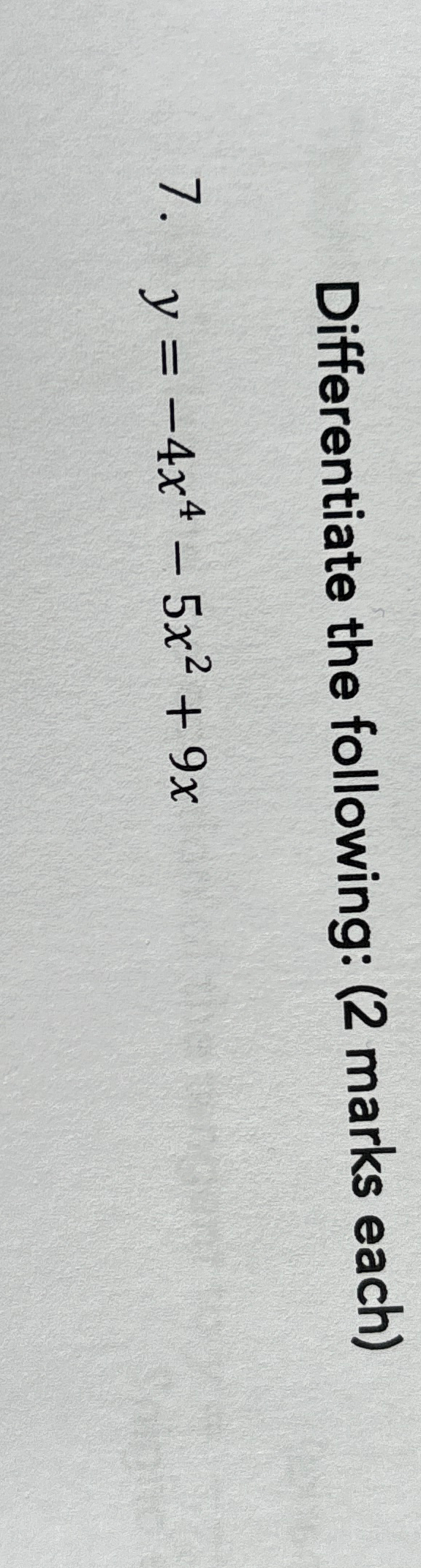 Solved Differentiate the following: (2 ﻿marks | Chegg.com