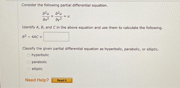 Solved Consider the following partial differential equation. | Chegg.com